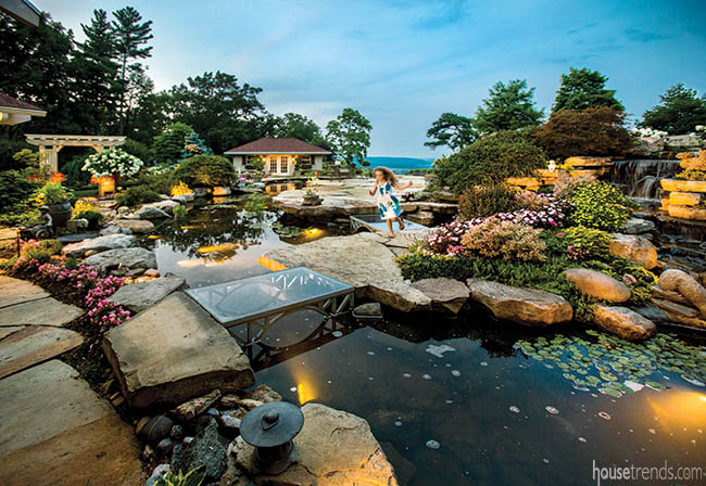 Koi Pond Design With Bridge