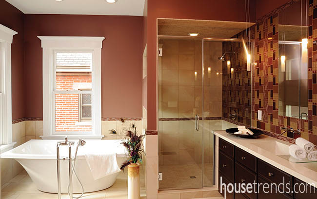 Warm bathroom ideas create a relaxing retreat