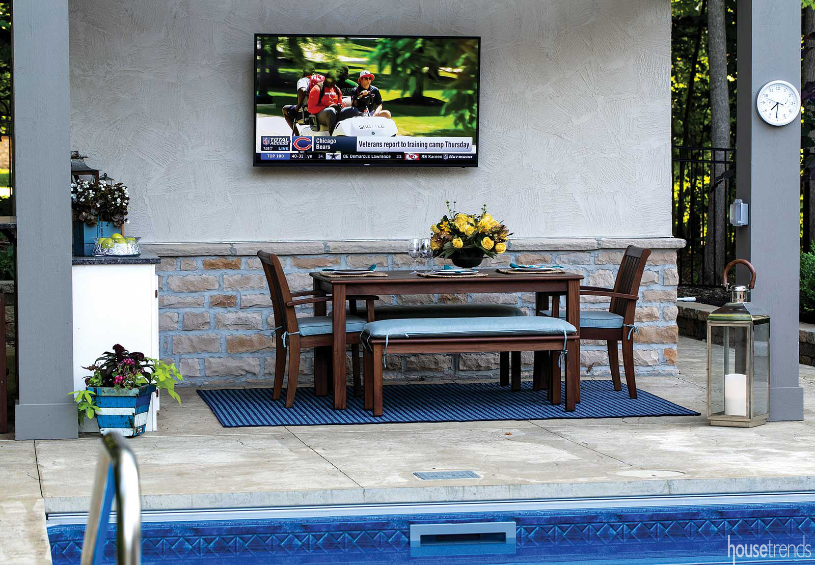 Hanging out poolside in a Powell, Columbus back yard