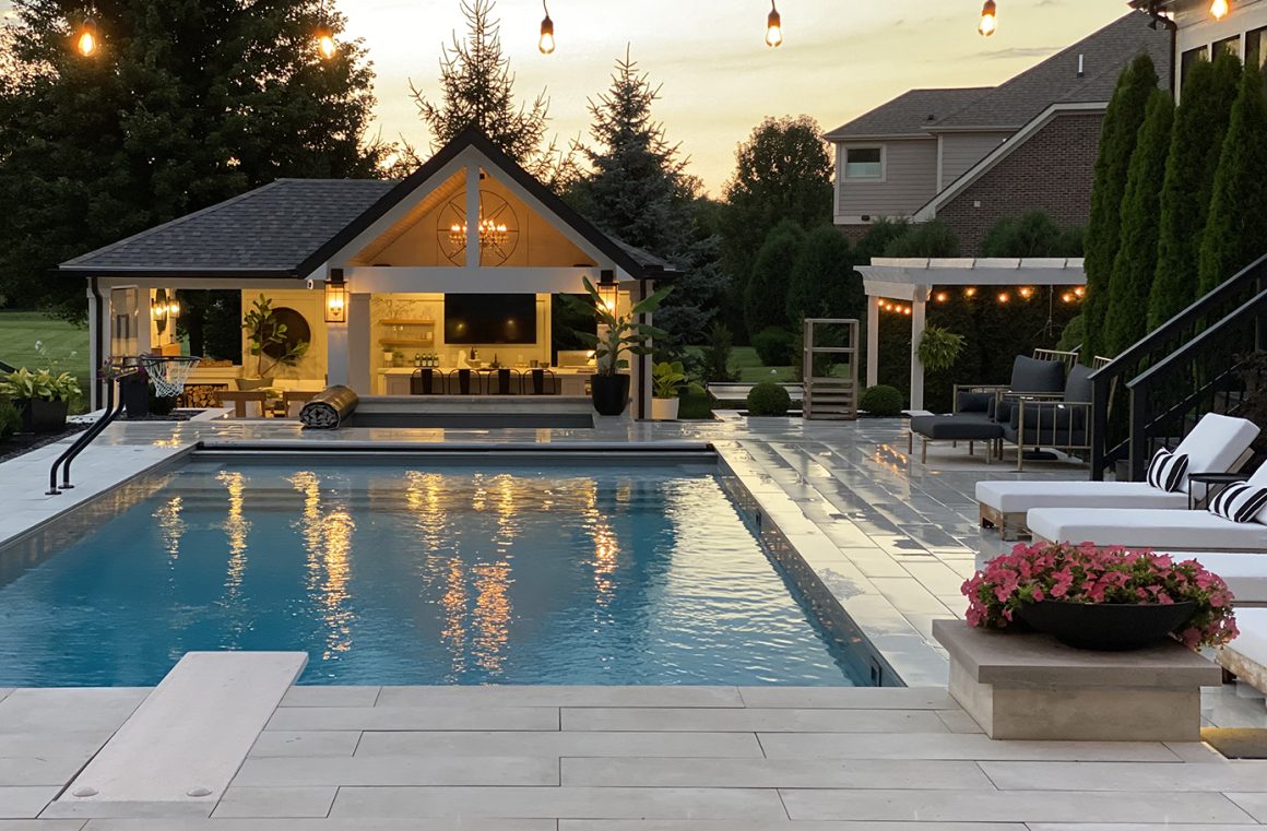 Swimming pool design is straight out of the playbook